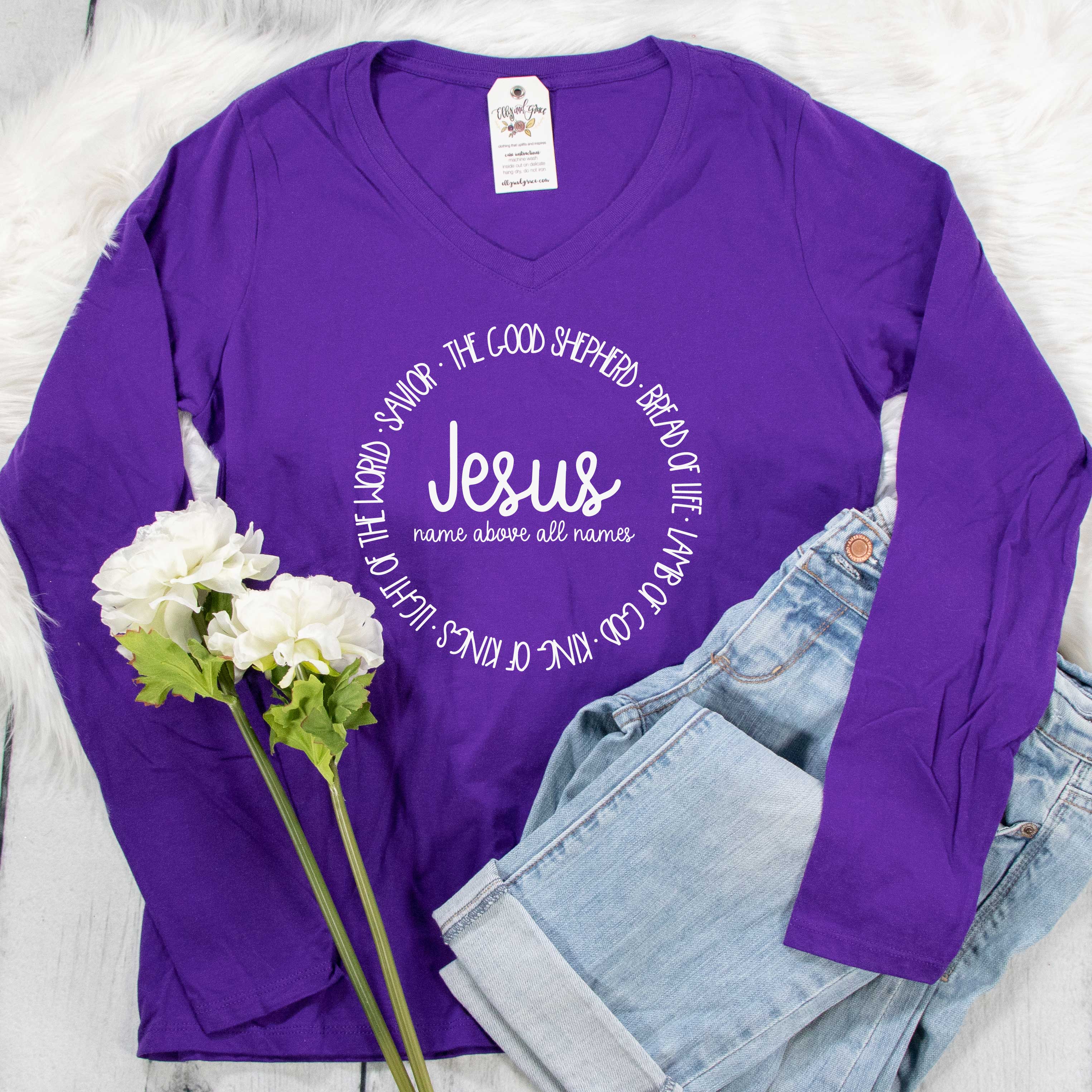 Name Above All Names Christian Longsleeve V-Neck Shirt